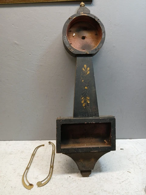 ANTIQUE BANJO CLOCK Case &Side Decorations Gilbert, Ansonia Waterbury ...