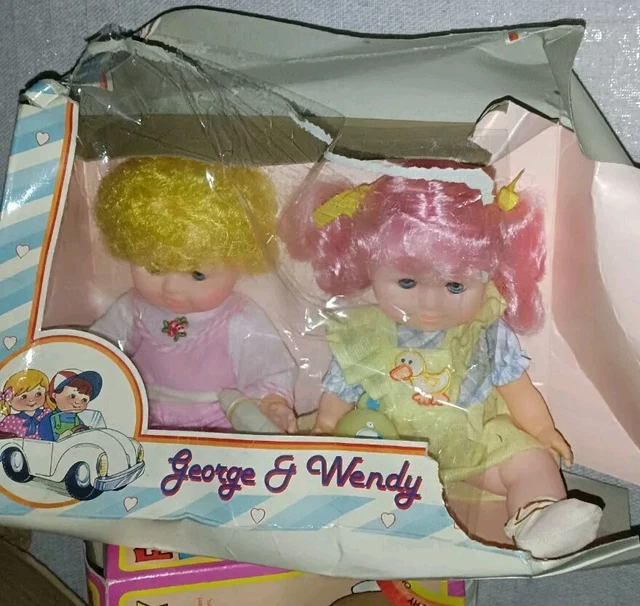 80S VINTAGE GEORGE & Wendy Dolls Twins Boy And Girl Dolls In Original ...