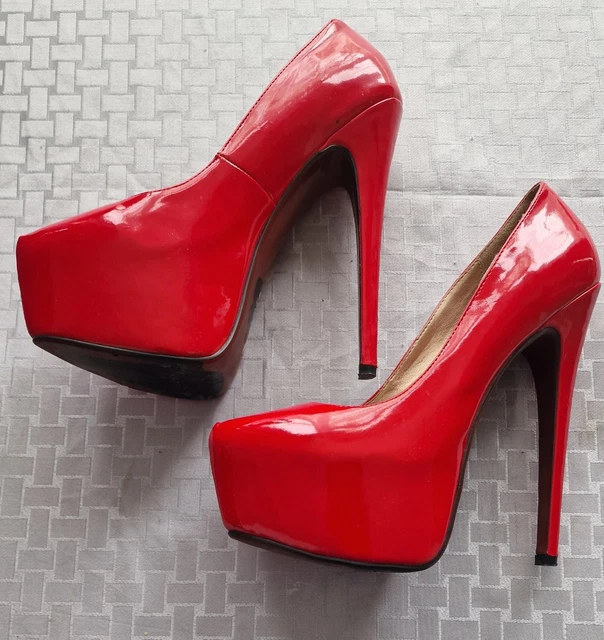 BEBO PATENT RED Concealed Platform Stiletto 6.5-inch Heels Size UK 7 CD ...