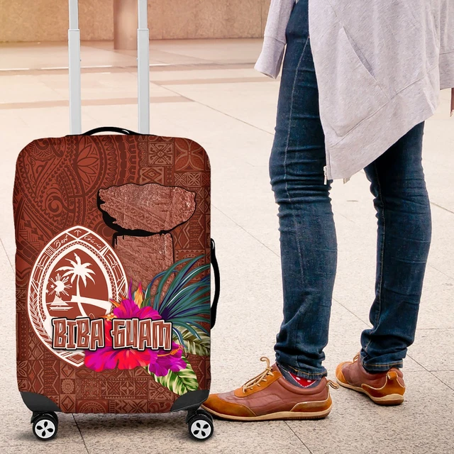 CHAMORRO BIBA GUAM Luggage Cover Latte Stone Tribal and Hibiscus Flower ...