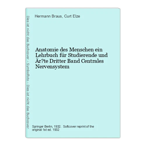 ANATOMIE DES MENSCHEN ein Lehrbuch für Studierende und Är?te Dritter Band Centra EUR 42,10 ...