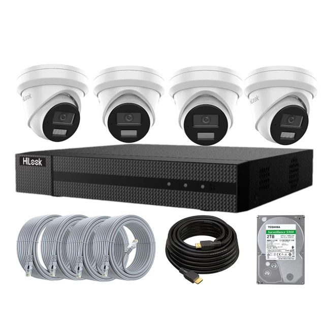 HILOOK 4K NVR CCTV System 5MP ColorVu PoE Outdoor IP Camera Kit Audio ...