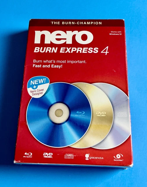NERO BURN EXPRESS 4 BURN & COPY CDs DVDs BLU-RAY DISCs works with ...