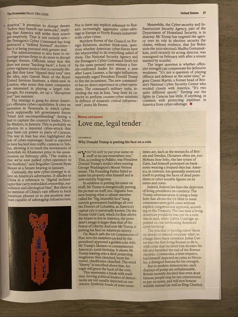 THE ECONOMIST MAGAZINE March 28th -April 3rd 2026 ADVANTAGE IRAN $14.99 ...
