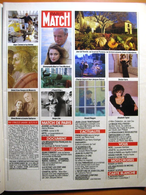 PARIS MATCH N° 1962 du 02/01/1987- (Manon) Yves Montand et Emmanuelle ...