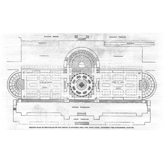 LONDON GROUND PLAN of the Palace of the People Muswell Hill - Antique ...