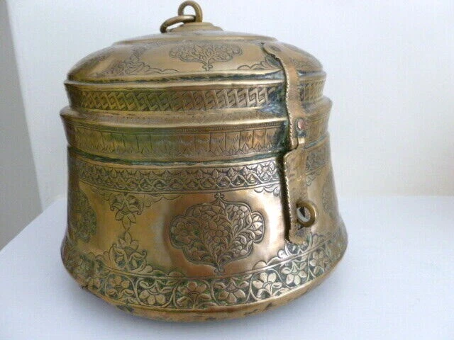 FABULOUS LARGE ANTIQUE Islamic Persian Indian betel box, brass with ...