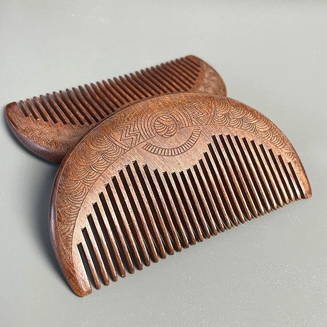 POCKET WOODEN COMB Natural Black Gold Sandalwood Super Narrow Tooth ...
