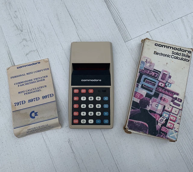 COMMODORE SOLID STATE Red LED Calculator 897D w/ Box & Manual. Working ...