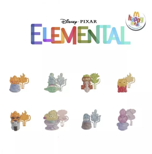 Mcdonalds Disney Pixar Elemental Happy Meal Toys 2023 Complete Set Of