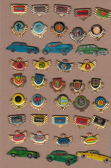 VINTAGE CAR LOGO pin badges 1960s VOLVO OPEL DELLOW NASH MG PONTIAC ...