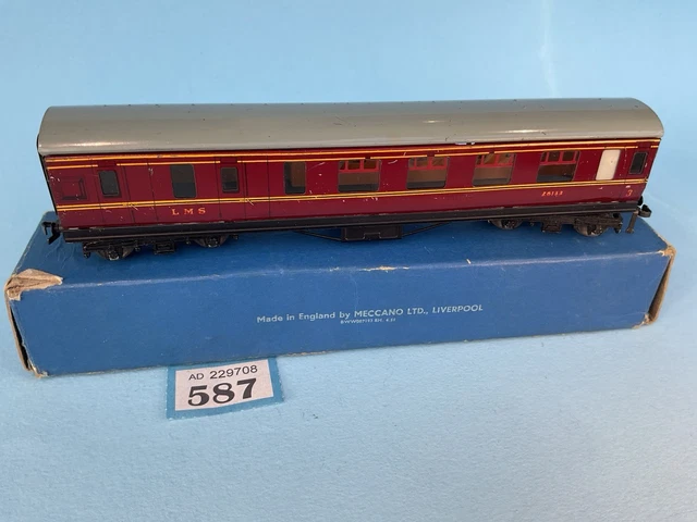 HORNBY DUBLO EARLY 32016 LMS Coach, Br/3rd VGC, Boxed 3 Rail £14.99 ...