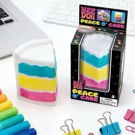 NEEDOH PEACE O' CAKE Squishy Toy NEE DOH Rainbow Cake Stress Ball New ...