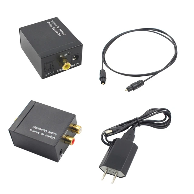 DIGITAL TO ANALOG Audio Converter 3.5mm Audio Jack Outputs with EU Plug ...