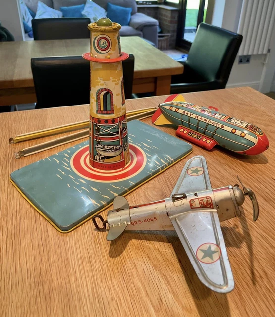 1930S UNIQUE ART RARE FIRST VERSION SKY RANGERS Tin Plane Wind Up Toy ...