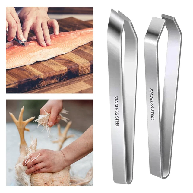 2X FISH BONE Tweezers Plucking Clamp Portable Easy to Use Chef ...