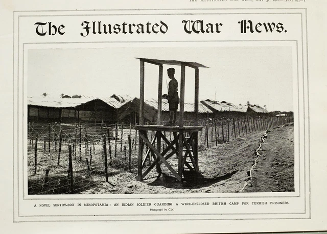 1916 WWI WW1 Print Sentry Box Mesopotamia Indian Soldier Guarding ...
