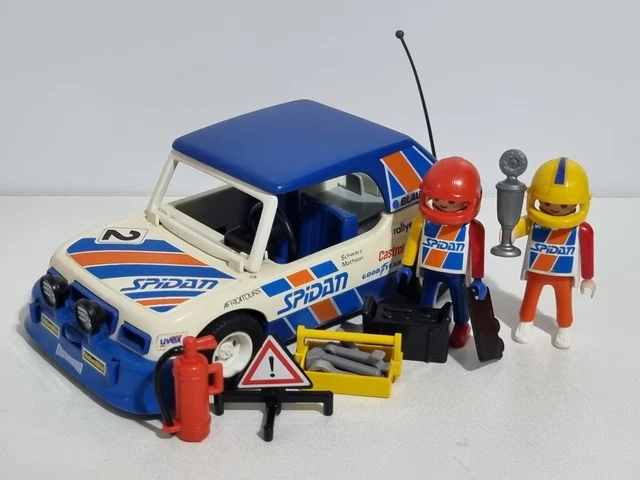 PLAYMOBIL 3753 ANCIENNE voiture de rallye Spidan Dakar véhicule bleu ...