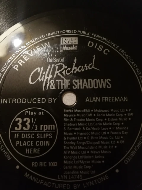 CLIFF RICHARD FLEXI disc Reader digest into by Alan Freeman and the ...