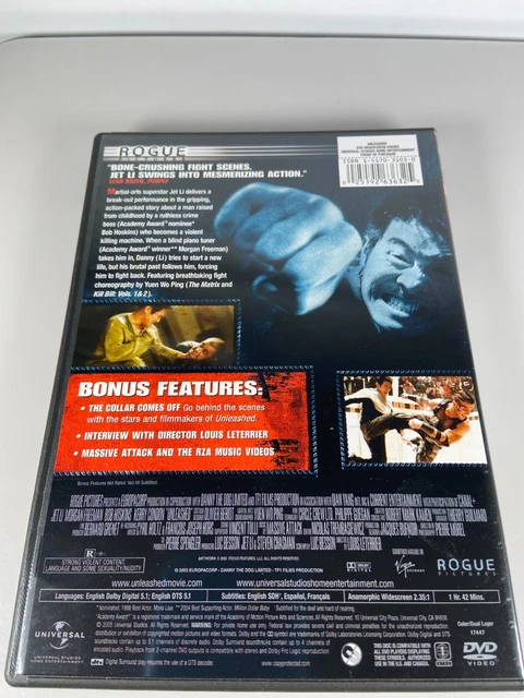 UNLEASHED (DVD, 2005, Grand-écran) Jet Li Morgan Freeman Hoskins Danny ...
