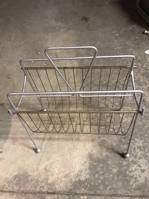 VINTAGE MCM MID Century Modern Magazine Rack Newspaper Holder Wire ...