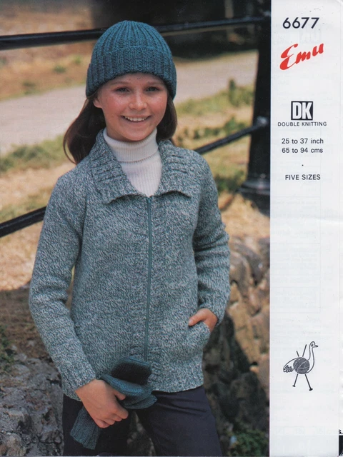 ~ VINTAGE 1970S Emu Knitting Pattern For Child's Zipper Jacket, Hat ...