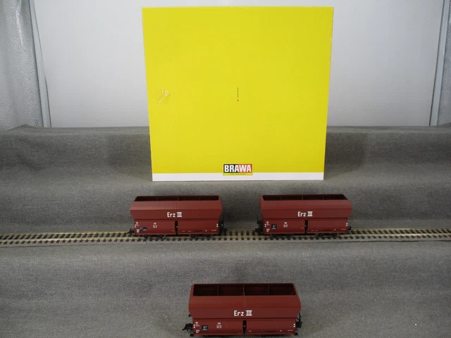 BRAWA H0 47030 Güterwagen Set 3-teilig Selbstentladewagen Kohlewagen DB ...