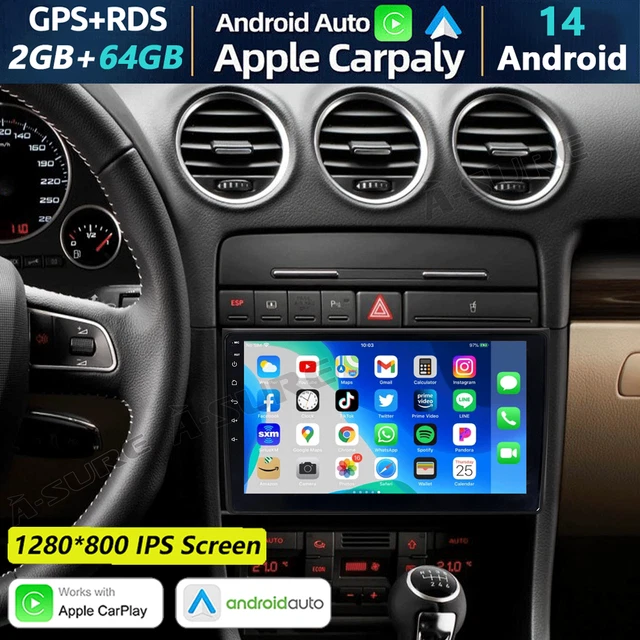 2+64G ANDROID 14 AutoRadio GPS Navi BT 5.0 Carplay WiFi Für Audi A4 S4 RS4 B6 B7 EUR 129,99 ...