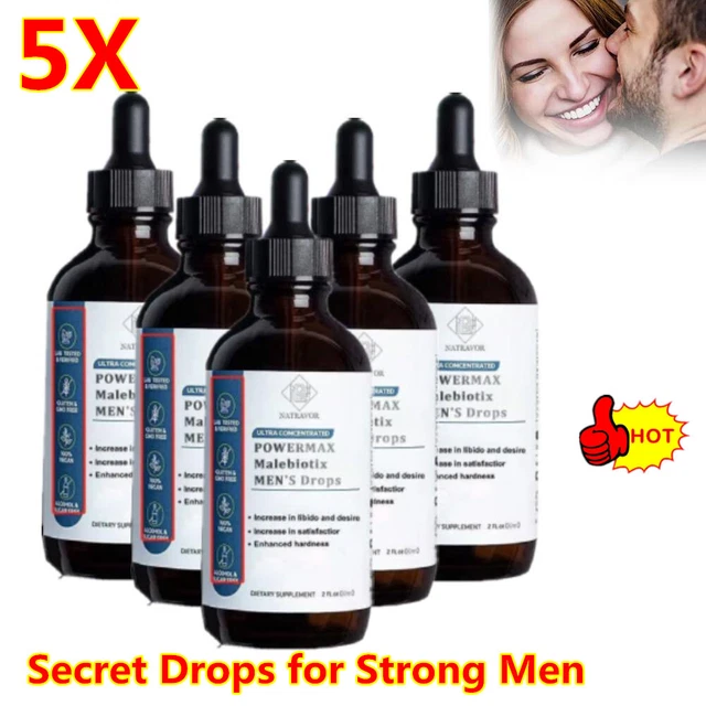 5X POWERMAX MALEBIOTIX Men’s Drops, Secret Drops for Strong Men 30ML ...