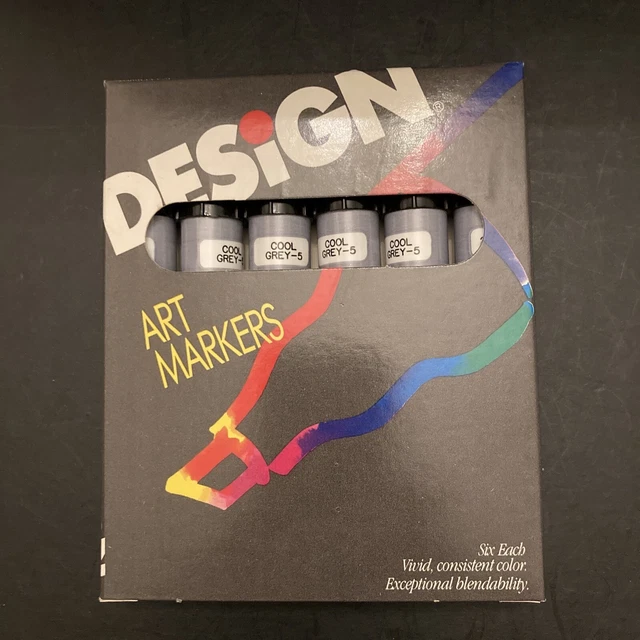 VINTAGE EBERHARD FABER Design Art Markers Box Of 6 -Cool Grey 5 LF ...