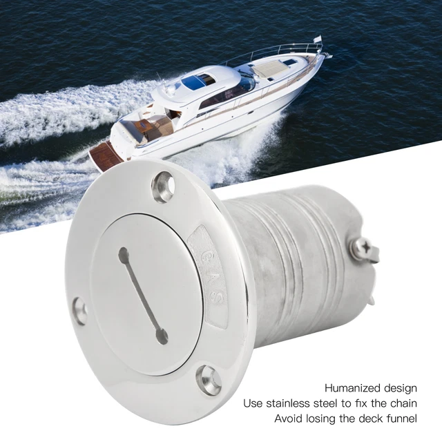 STAINLESS STEEL DECK Funnel Water Oil Inlet Fill Filler Port Boat Gas ...