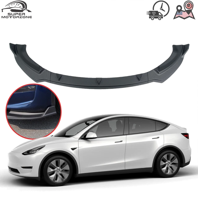FOR 2020-2023 TESLA Model Y Front Bumper Lip Matte Carbon Fiber Style ...