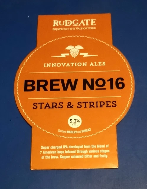RUDGATE BREWERY BREW No 16 STARS AND STRIPES BEER PUMP HANDLE CLIP ...