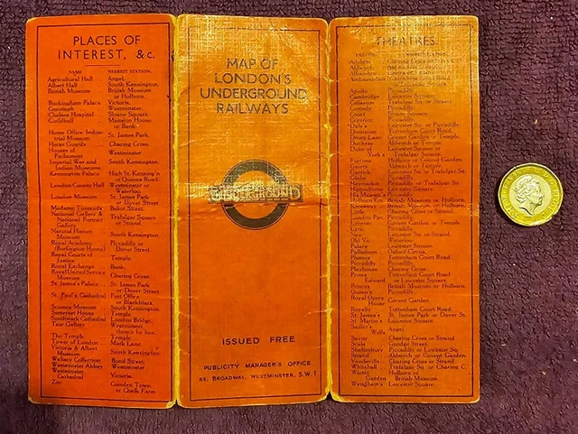 1931 LONDON UNDERGROUND and Railway Map (Tube Map) £25.00 - PicClick UK