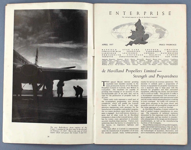 DE HAVILLAND ENTERPRISE April 1957 Vintage Staff Magazine Chester ...