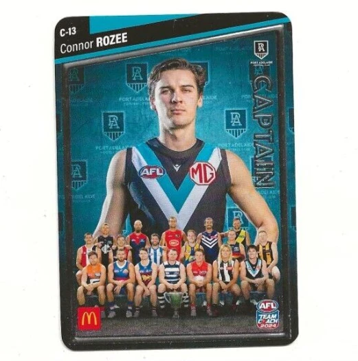 2024 TEAMCOACH CAPTAIN McDONALDS PORT ADELAIDE CONNOR ROZEE C 13 CARD ...