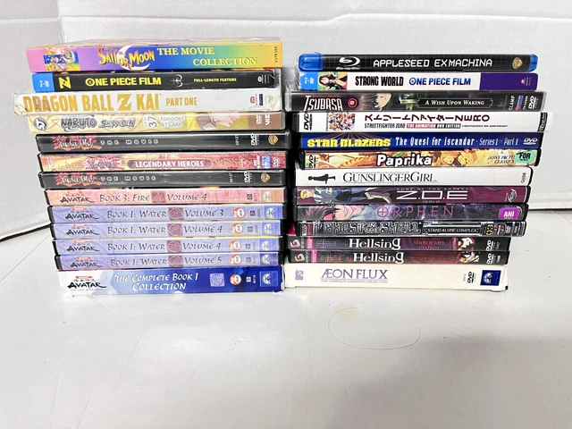 LOT DE 26 DVD anime et Blu-ray... Sailor Moon, Avatar, Orphen, Naruto ...