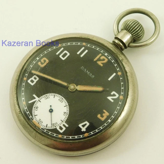 WW2 BRITISH MILITARY Army DAMAS Fob Pocket Watch GSTP XX189506 & CIESS ...