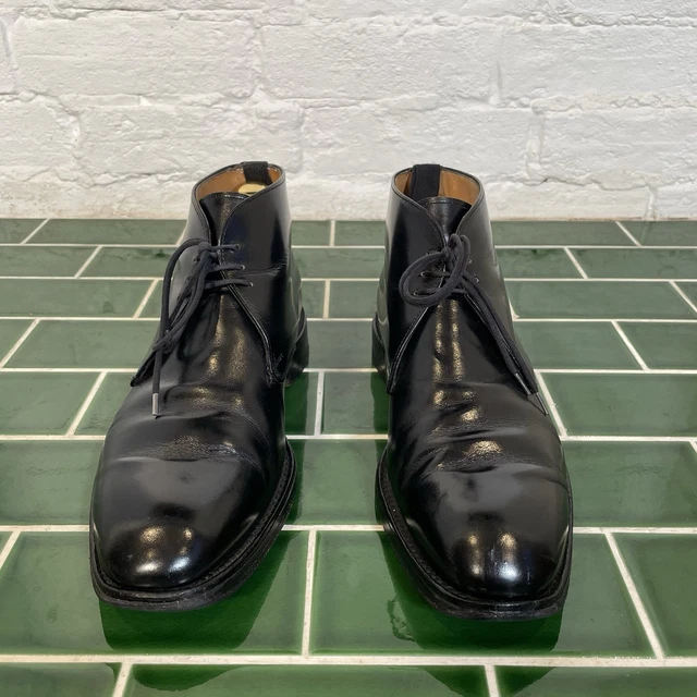 JOSEPH CHEANEY JACKIE Chukka Boots Black Leather Size 8 F, EU 42 Made ...