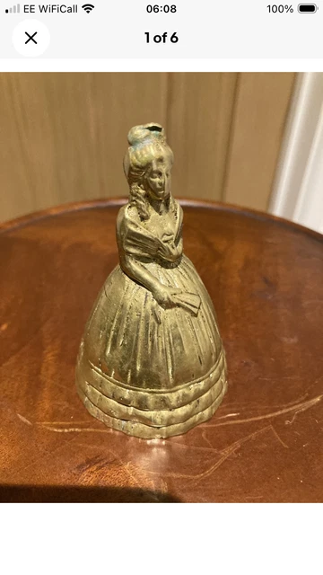 ANTIQUE LADY BELL Brass Crinoline Victorian Dinner / Servant Bell £10. ...