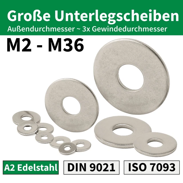 KAROSSERIESCHEIBEN UNTERLEGSCHEIBEN EDELSTAHL Kotflügelscheiben groß DIN 9021 EUR 2,94 - PicClick DE