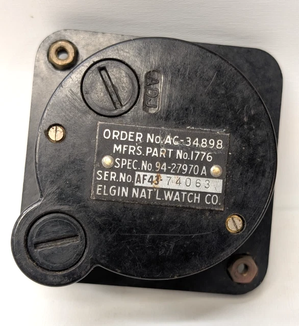 ELGIN 1776 WW2 Era Military Aircraft 8-Day Cockpit Clock Parts or ...