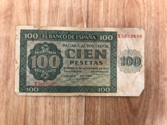 100 PESETEN SCHEIN Spanien 1936 Banknote Espana Cien Pesetas £22.23 ...