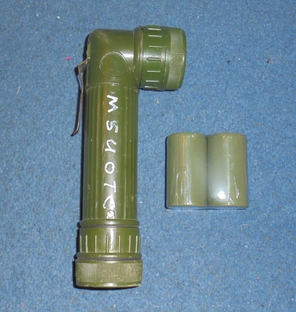 BRITISH ARMY Right Angle Torch, with colour filter kit and 2 x ...
