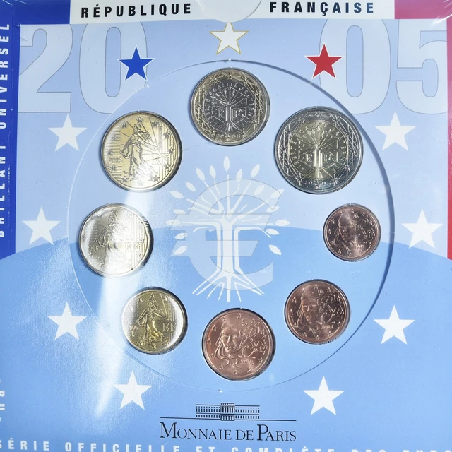 FRANCE, 1 CENT to 2 Euro, euro set, 2005, Monnaie de Paris, BU, FDC EUR ...