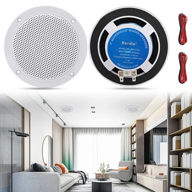 HERDIO 4&MARINE WATERPROOF Ceiling Speaker Bathroom Boat Speakers 2 Way ...