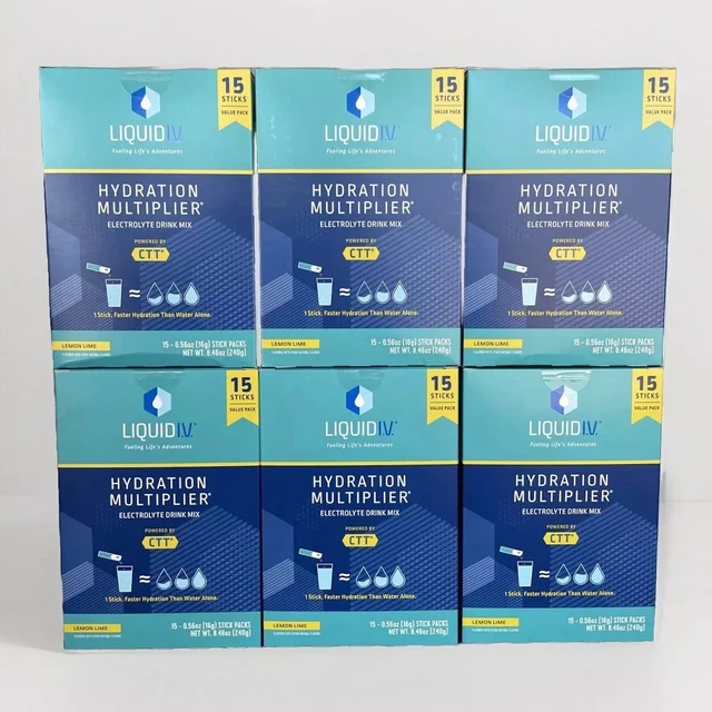 90 STICKS LIQUID IV Hydration Multiplier -Lemon Lime - 0.56 oz packs ...