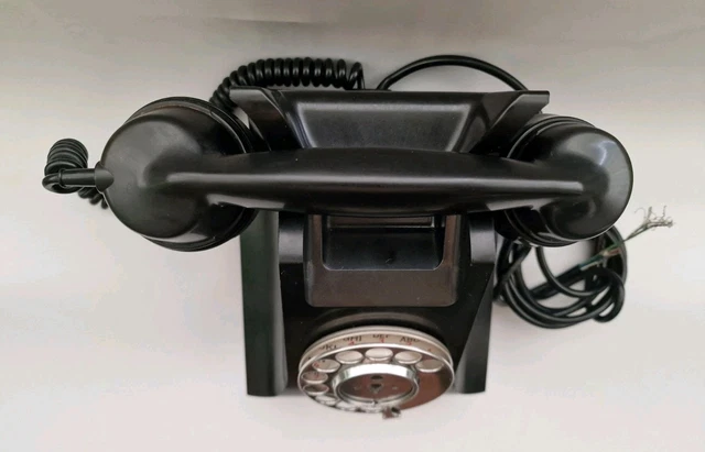 VINTAGE 1940'S GPO 332L Rotary Dial Telephone in Black Bakelite Iconic ...