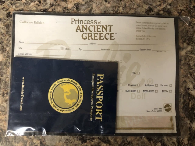 PRINCESS OF ANCIENT Greece Collector Edition Certificate and Passport ...