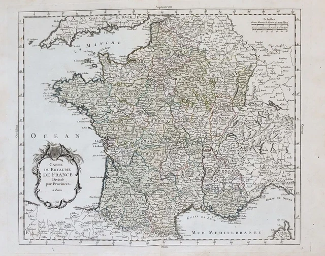 FRANCE CARTE MAP Carte Bourgoin Engraving Gravure sur Cuivre 1770 EUR ...